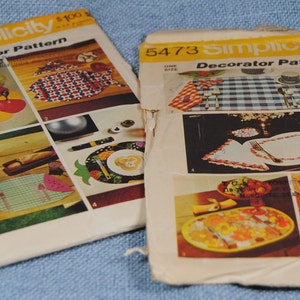 Two Vintage Simplicity Patterns for Placemats and Napkins - 1970s ...