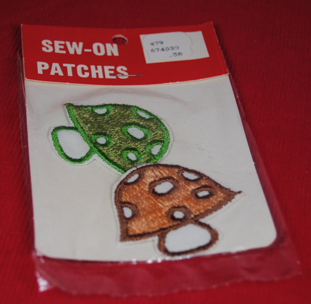 Vintage Mushroom Patches - Packages of 2 Sew-on Patches - New, Old ...