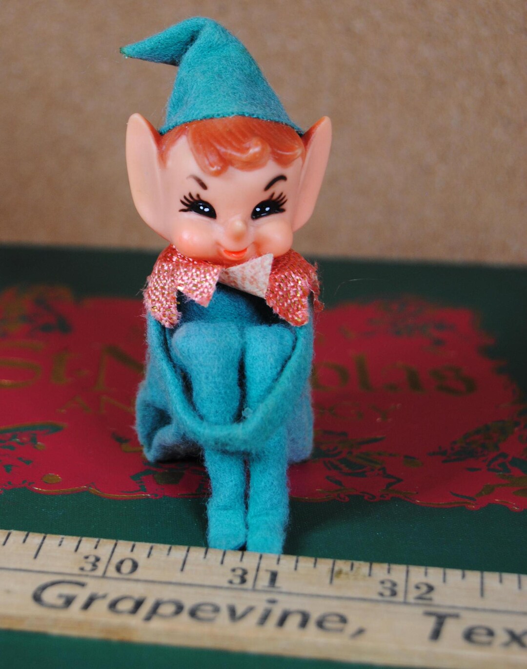 Vintage Elf on the Shelf 1960s Christmas Ornament Knee Hugger Elf Made ...