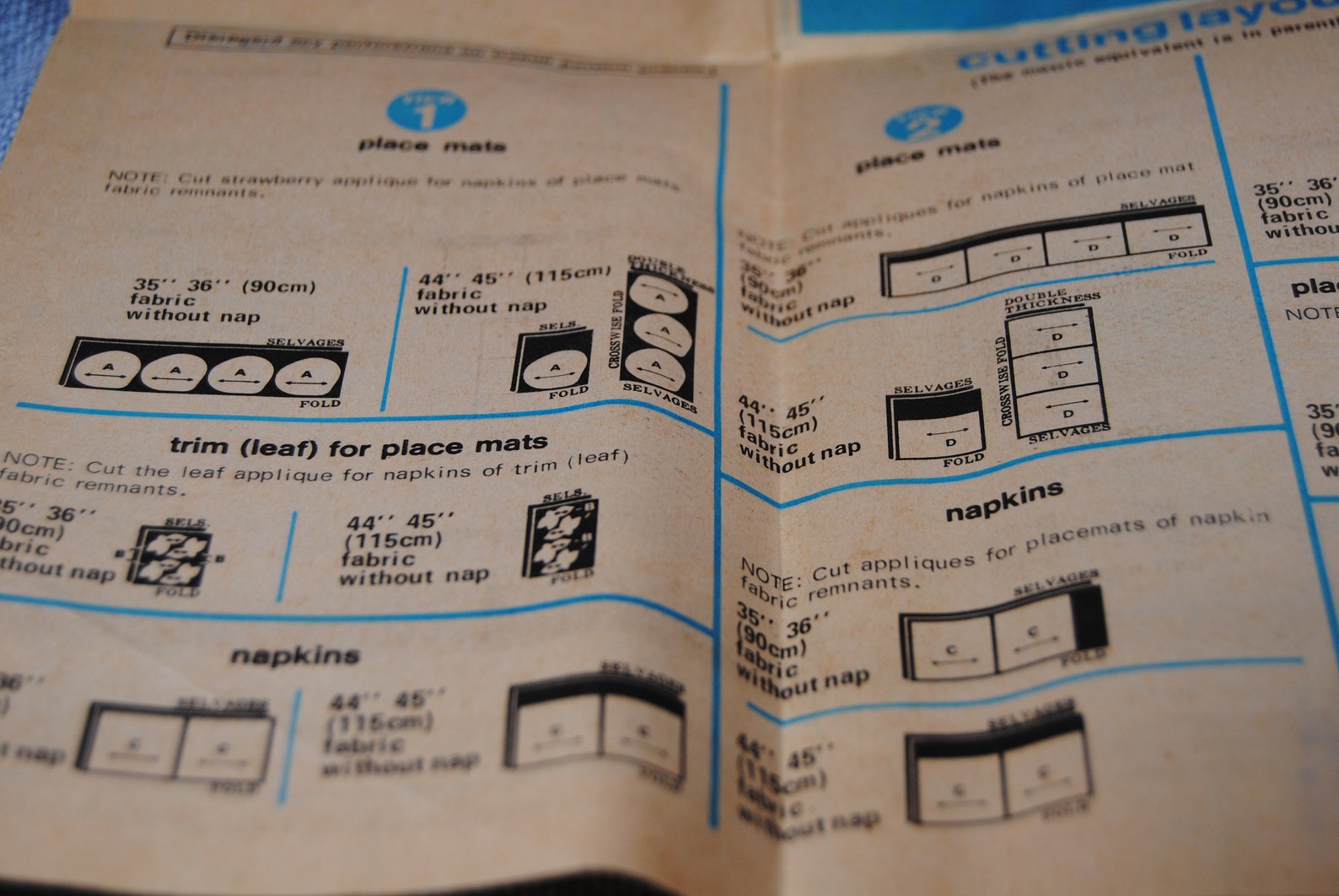 Two Vintage Simplicity Patterns for Placemats and Napkins - 1970s ...