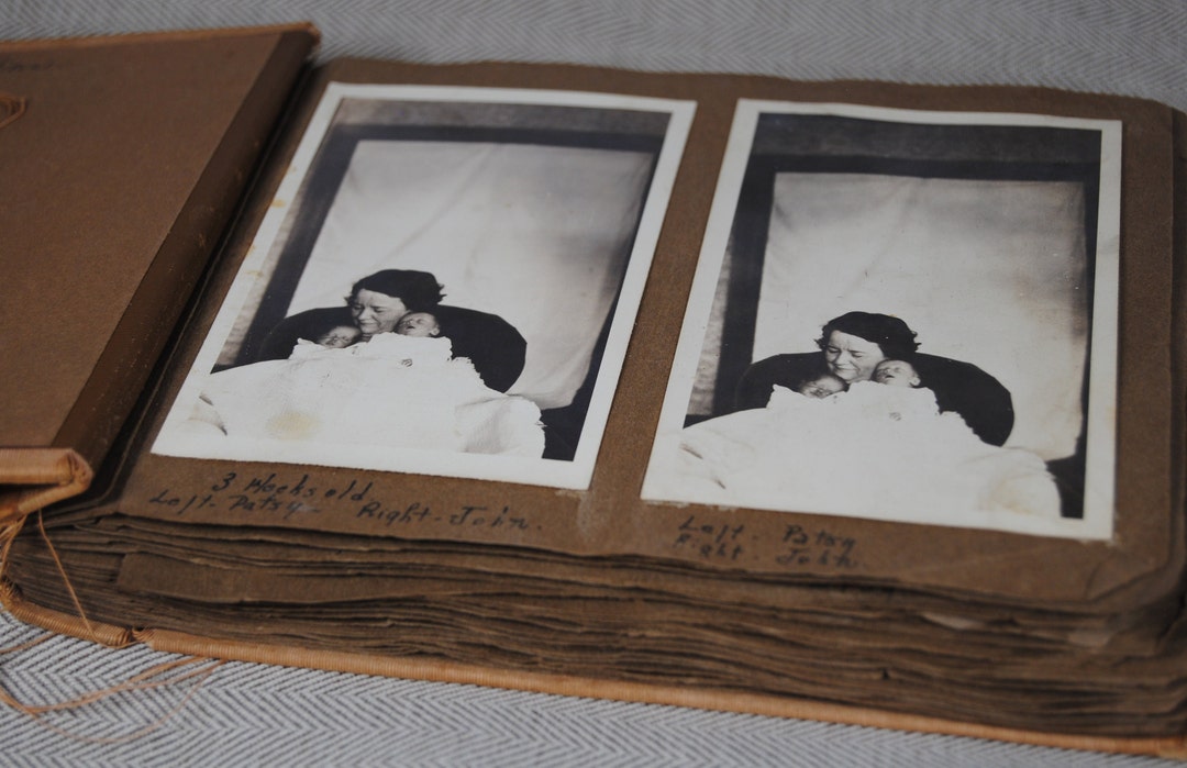 Snapshots of Baby - Antique Baby Photo Album for Twins Patsy Ruth and John Frederick Hardison ...