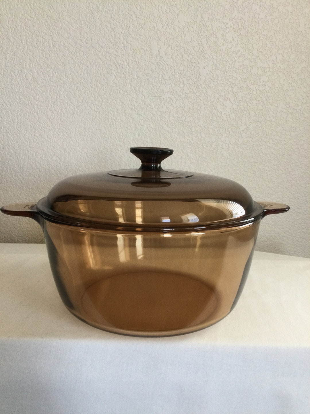 4.5 Liter Vintage Amber Vision Corning Pyrex Glass Stock Pot Dutch Oven ...