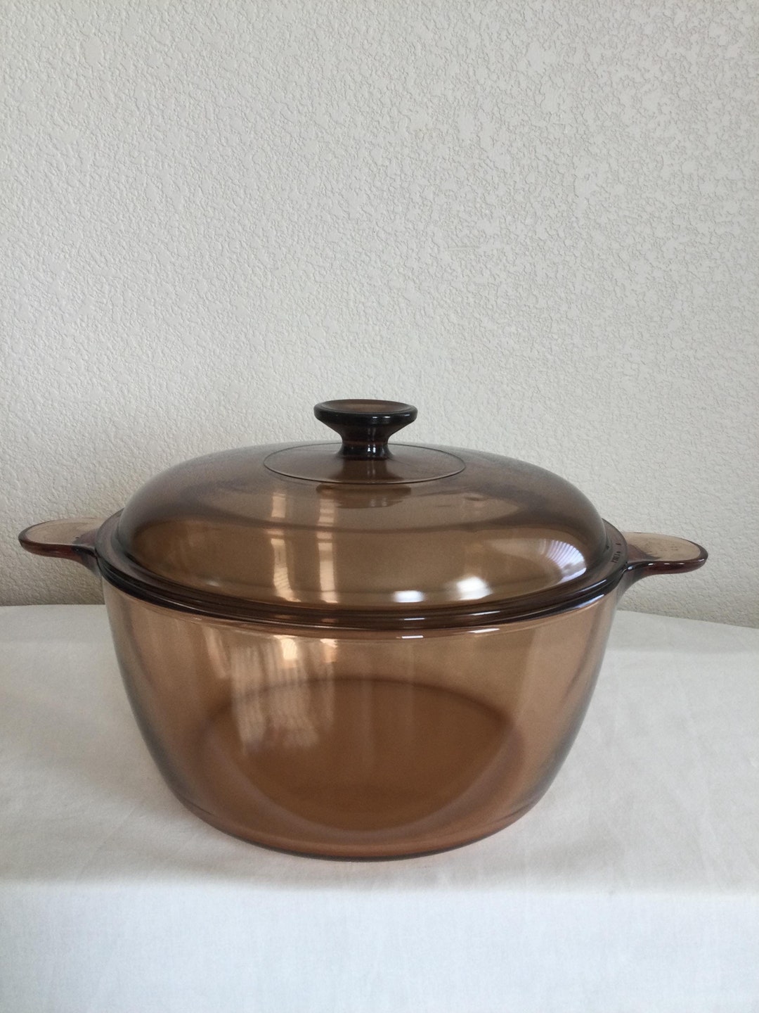 4.5 Liter Vintage Amber Vision Corning Pyrex Glass Stock Pot Dutch Oven ...