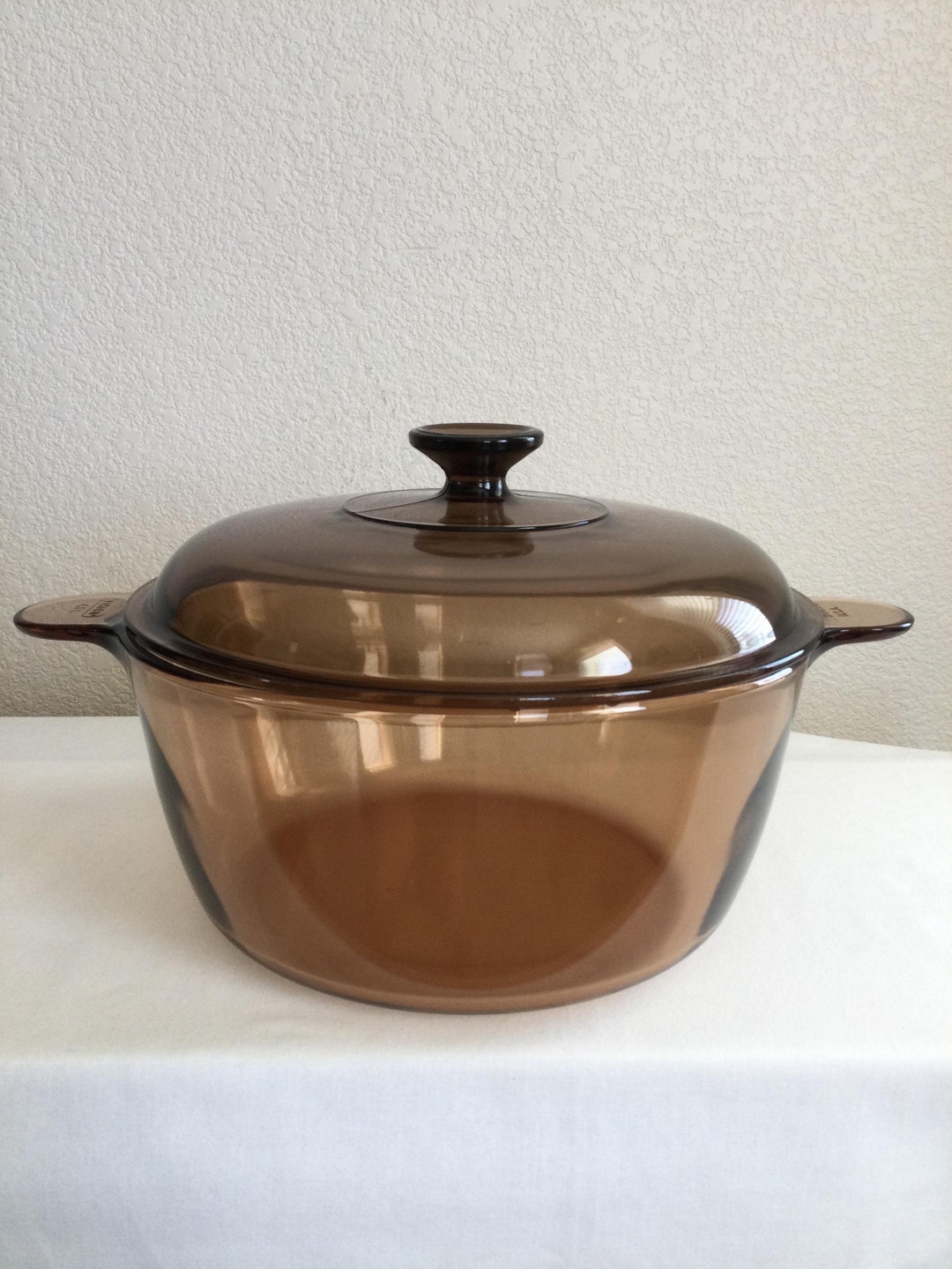 4.5 Liter Vintage Amber Vision Corning Pyrex Glass Stock Pot Dutch Oven ...