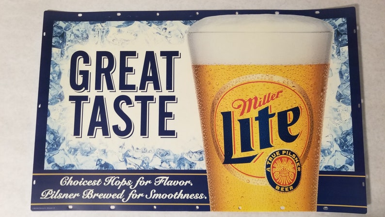 Miller Lite Beer - Advertising Sign Plastic Insert - 23.5" X 15" - VG ...