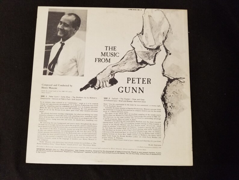 The Music From Peter Gunn by Henry Mancini LP Vinyl 1959 RCA Victor LPM ...