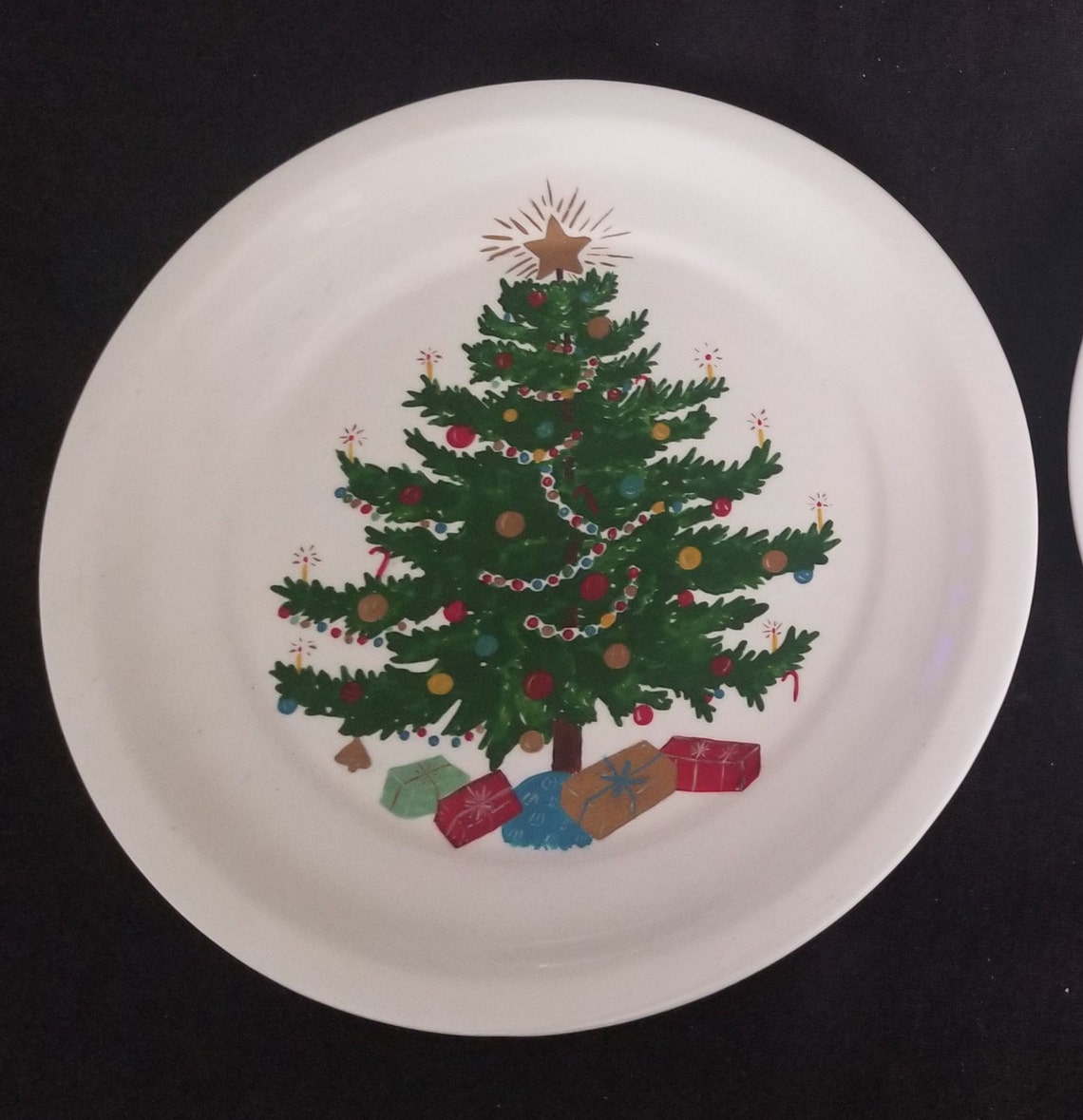 1950's Hand Painted Christmas Tree 9-1/4 Plates by - Etsy