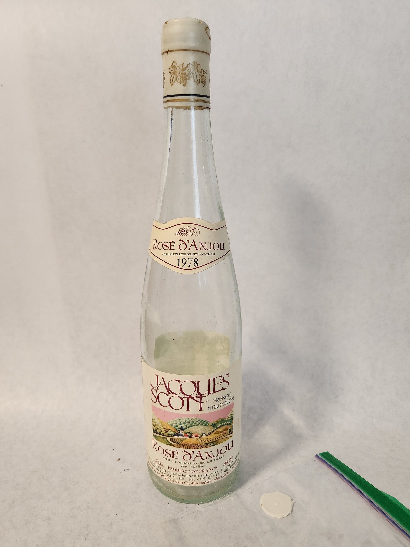 Vintage Rare - 1978 Jacques Scott - Rose D'anjou - Empty Wine Bottle ...