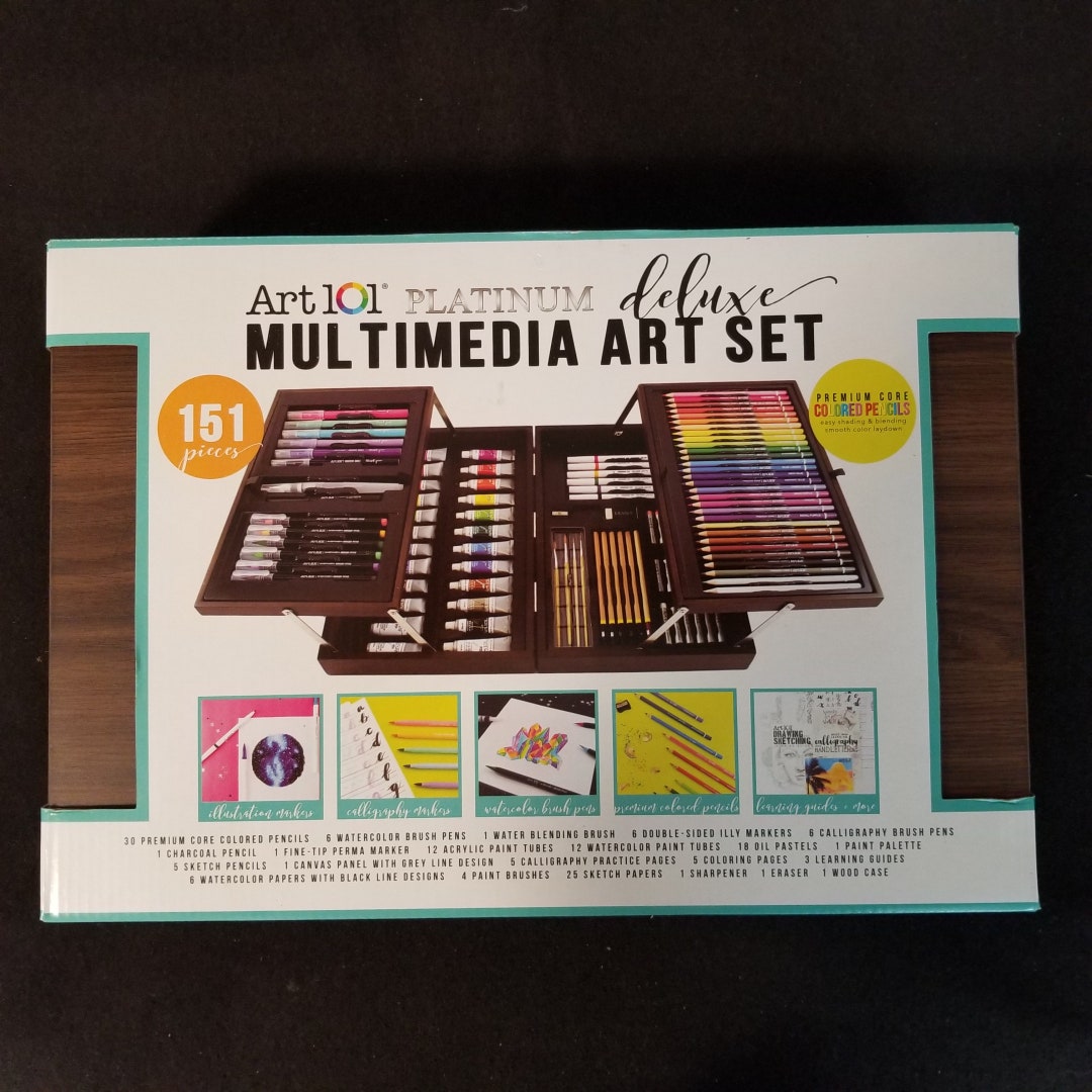 Art 101 Platinum Deluxe Multimedia Art Set - 151 Pieces With Wooden ...