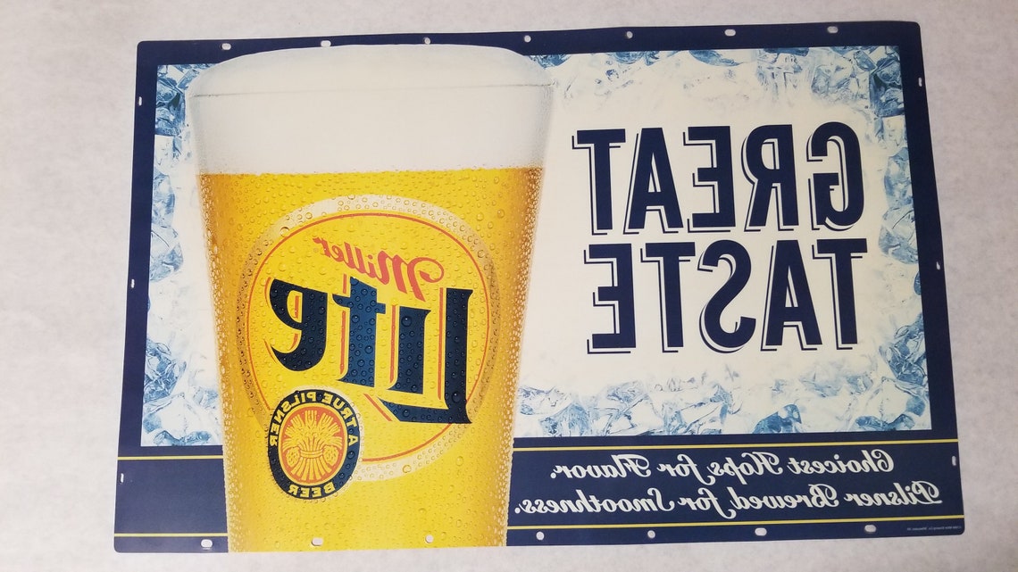 Miller Lite Beer - Advertising Sign Plastic Insert - 23.5" X 15" - VG ...