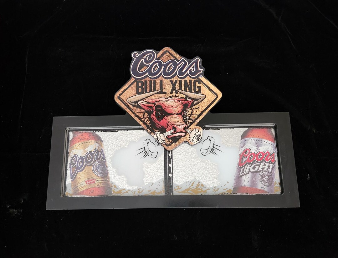 Vtg / Rare - Coors / Coors Light Bull Xing - Bar Mirror / Sign - 22" X ...