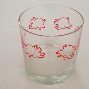 Darling Dancing Pigs Glass From Boston's Own hog Heaven Red Pigs 1980's ...