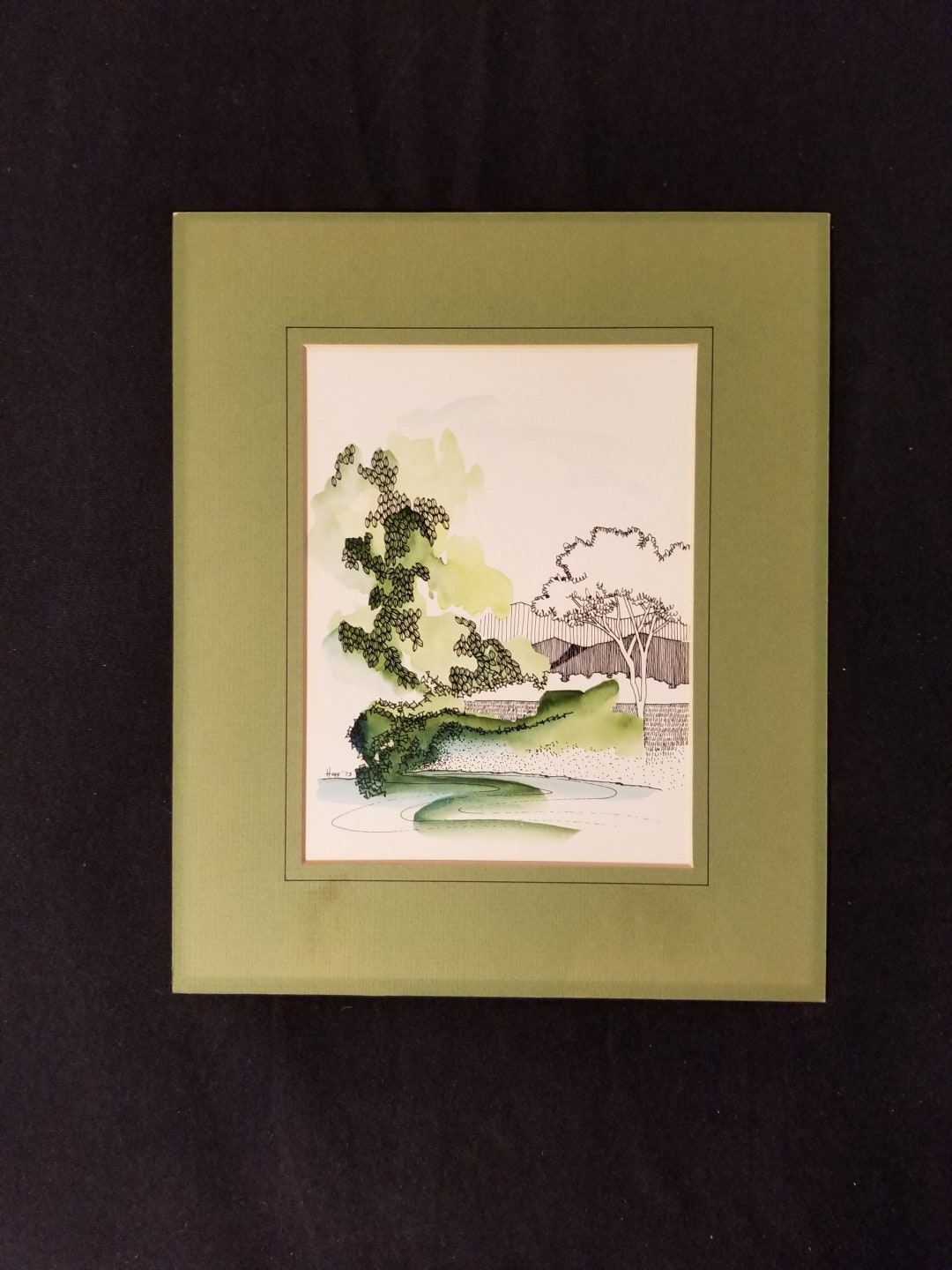 Lovely Original Pen & Ink and Watercolor by Hoff 1973 - 10" X 12 ...