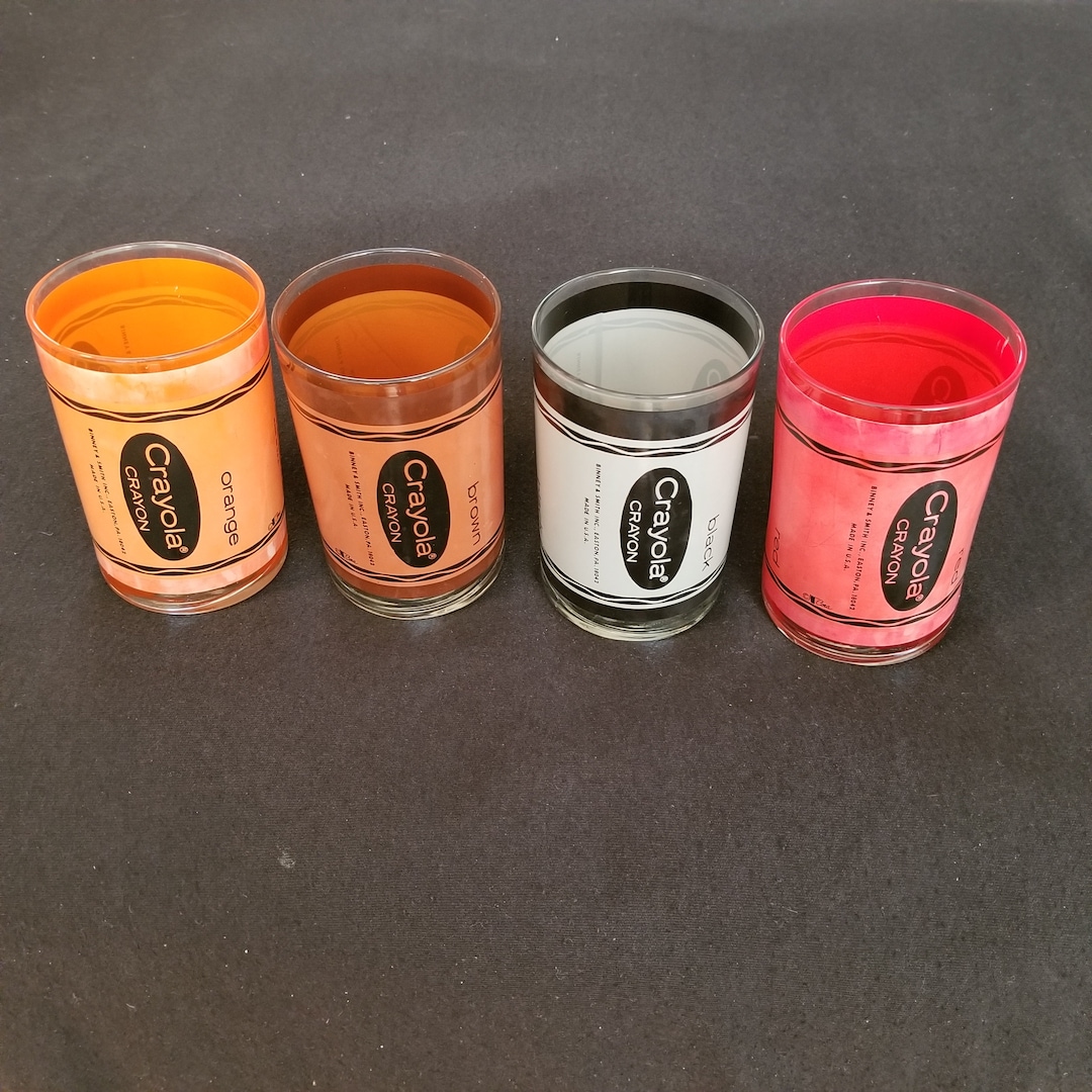 Rare Set of 4 - 1980's Crayola Crayon Drinking Glasses / Tumblers - 4-3 ...