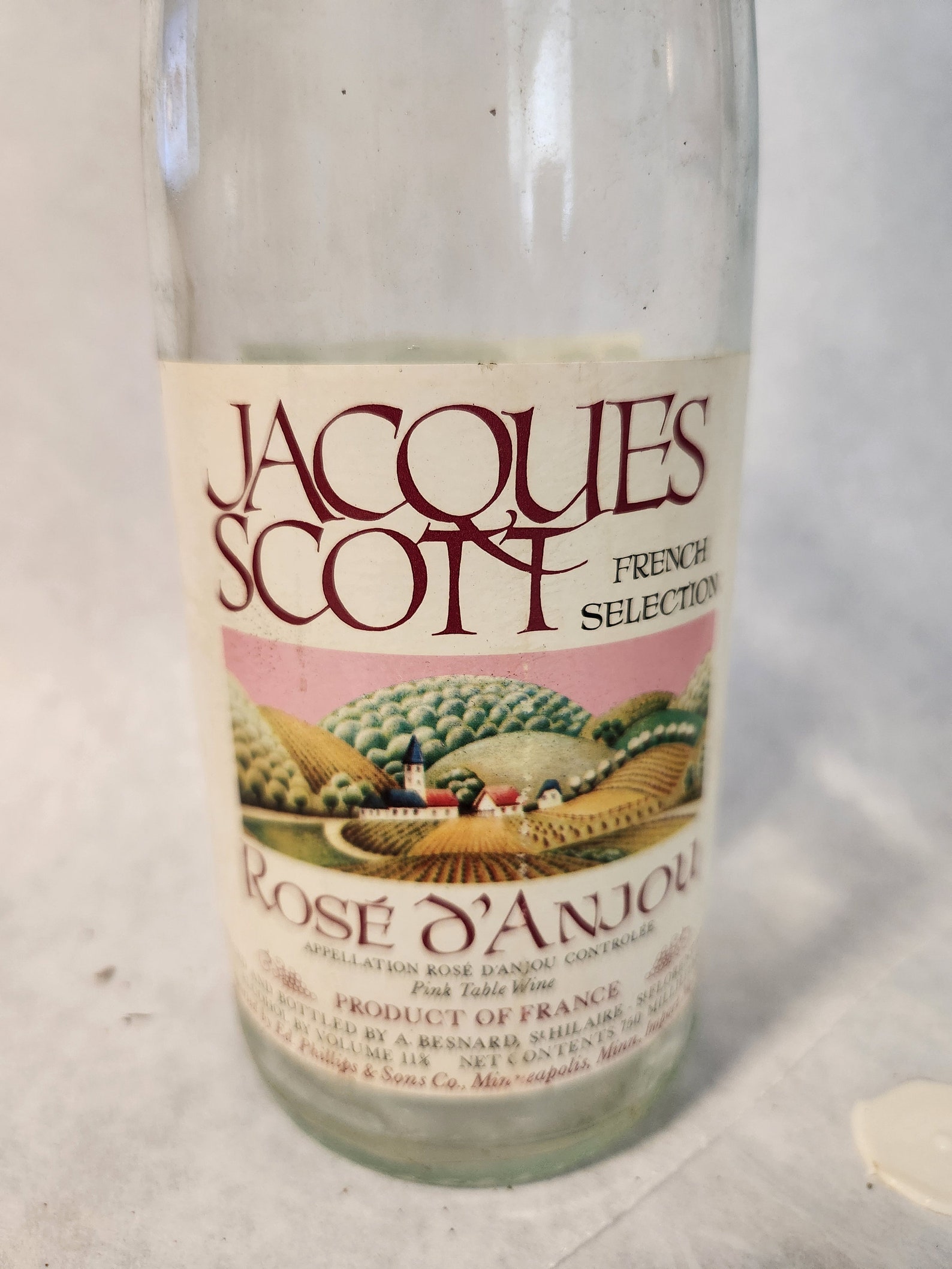 Vintage Rare - 1978 Jacques Scott - Rose D'anjou - Empty Wine Bottle ...