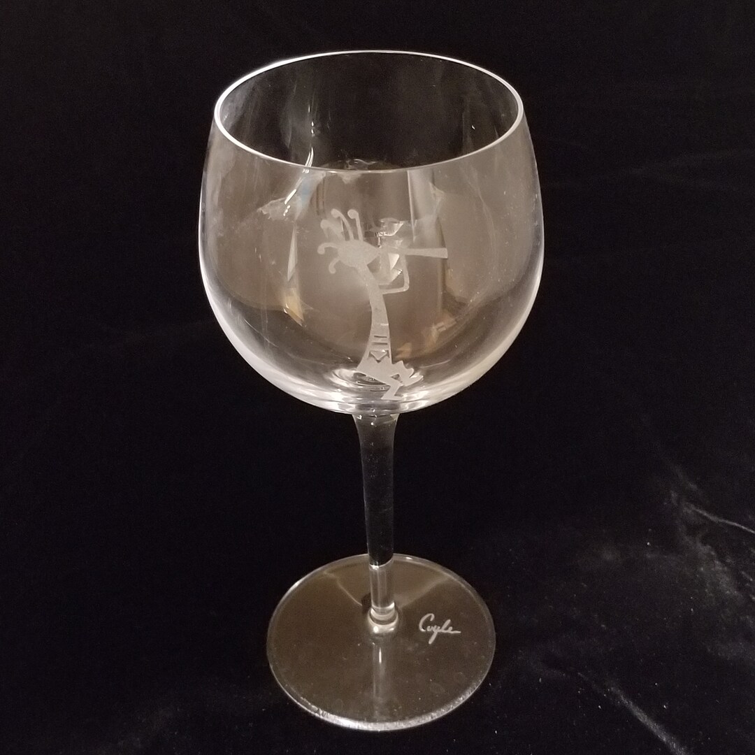 Signed / Rare - Kokopelli - Etched Wine Glass - Signed by Artist Coyle ...