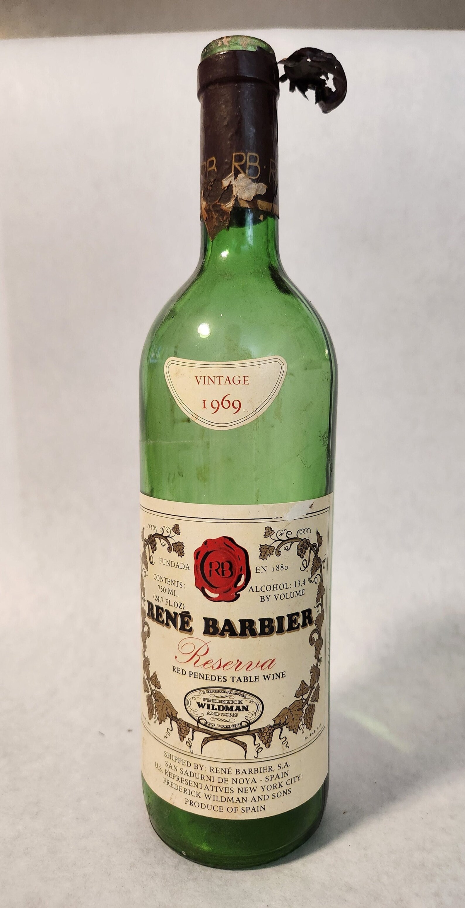 Vintage Rare - 1969 -rene Barbier - Reserva - Spanish Wine - Empty Wine ...