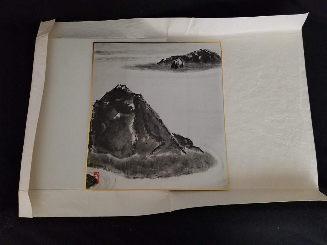 Japanese Sumi / Sumi-e Painting on Silk Board Signed by Artist in Paper ...