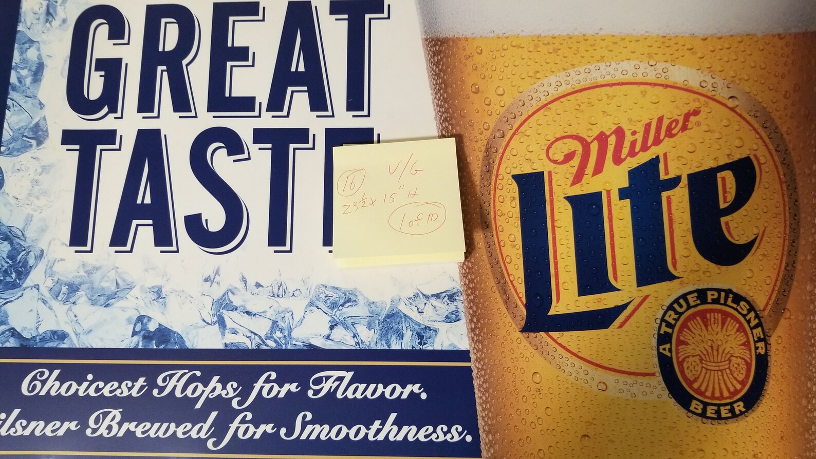 Miller Lite Beer - Advertising Sign Plastic Insert - 23.5" X 15" - VG ...