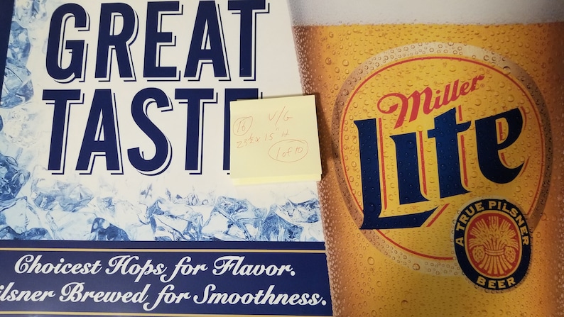 Miller Lite Beer - Advertising Sign Plastic Insert - 23.5" X 15" - VG ...