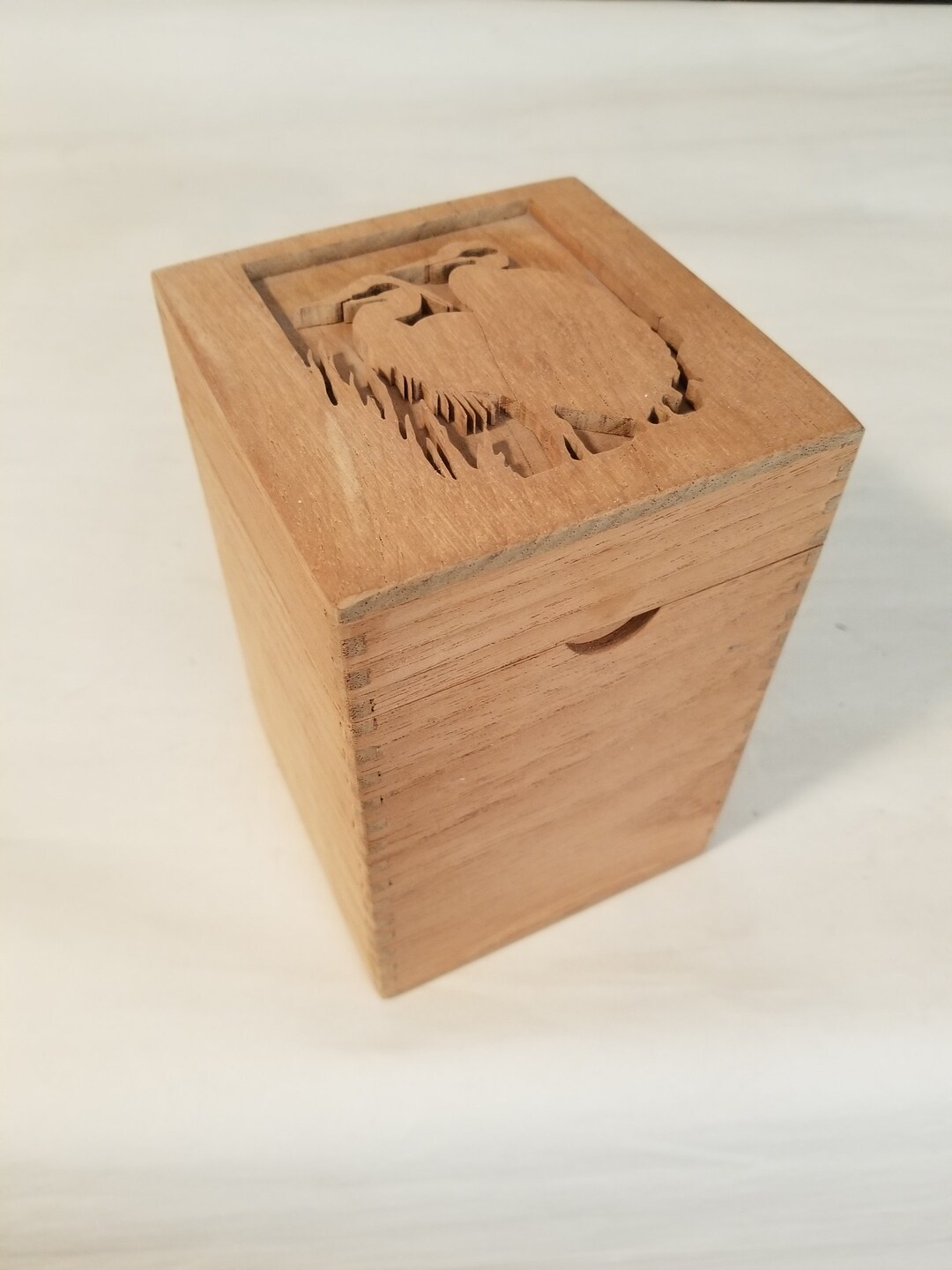 Rare and Collectible Hand Carved Cigar Box 2 Cranes Empty Wooden Cigar ...