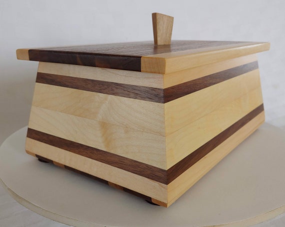 Black Walnut and Hard Maple Lift Top Box Jewelry Box Keep - Etsy
