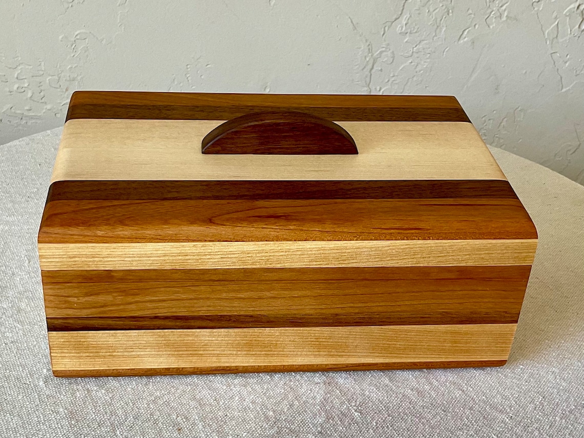 Hand Crafted Cherry Wood With Black Walnut and Maple Jewelry Box ...
