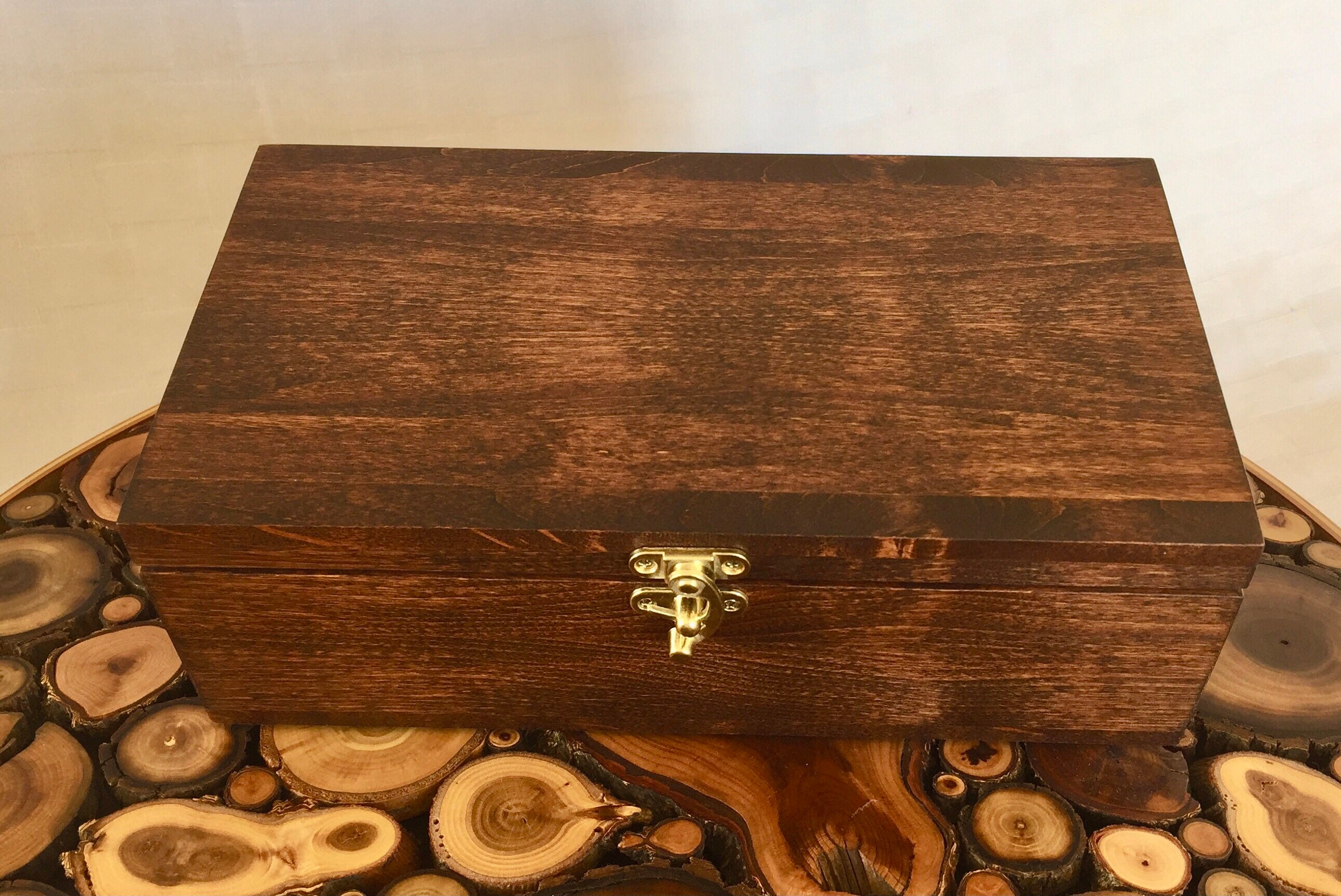 Cherry Wood Box With Dark Stain Jewelry Box, Keep Sake Box - Etsy