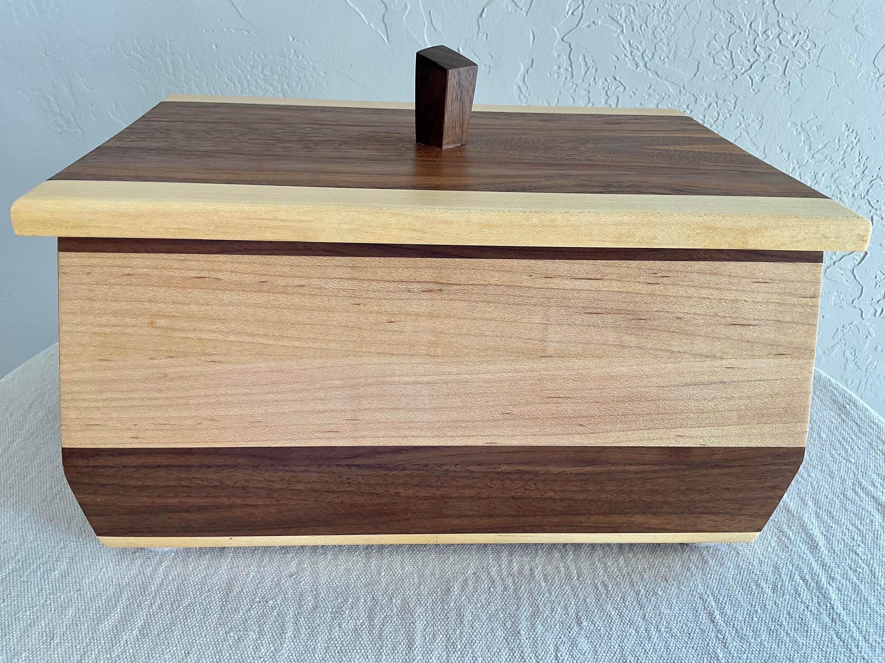 Unique American Hardwood Lift Top Box Jewelry Box and Keepsake Box ...