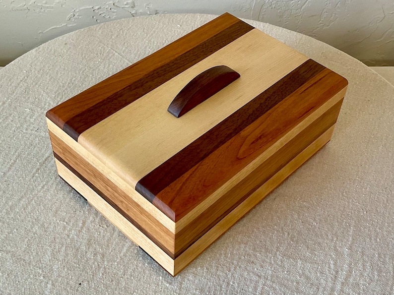 Hand Crafted Cherry Wood With Black Walnut and Maple Jewelry Box ...