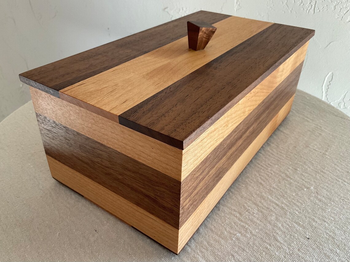 All American Hardwood Lift Top Box Jewelry Box and Keepsake Box, Made ...