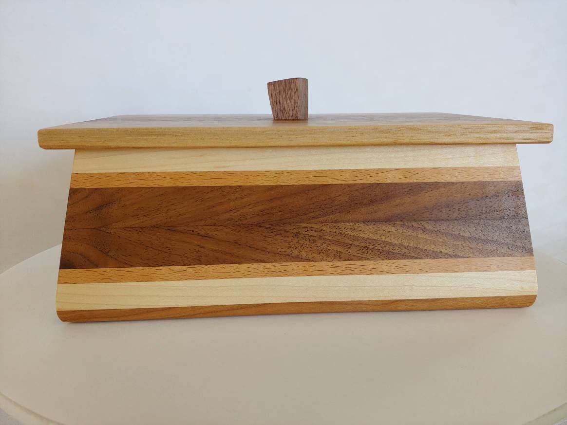 Unique Lift Top Keepsake Box, Jewelry Box. Made With Black Walnut, Hard ...