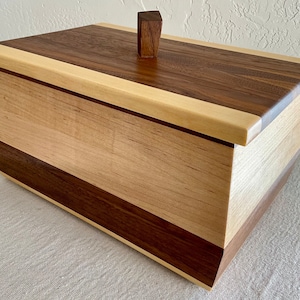 Unique American Hardwood Lift Top Box Jewelry Box and Keepsake Box ...