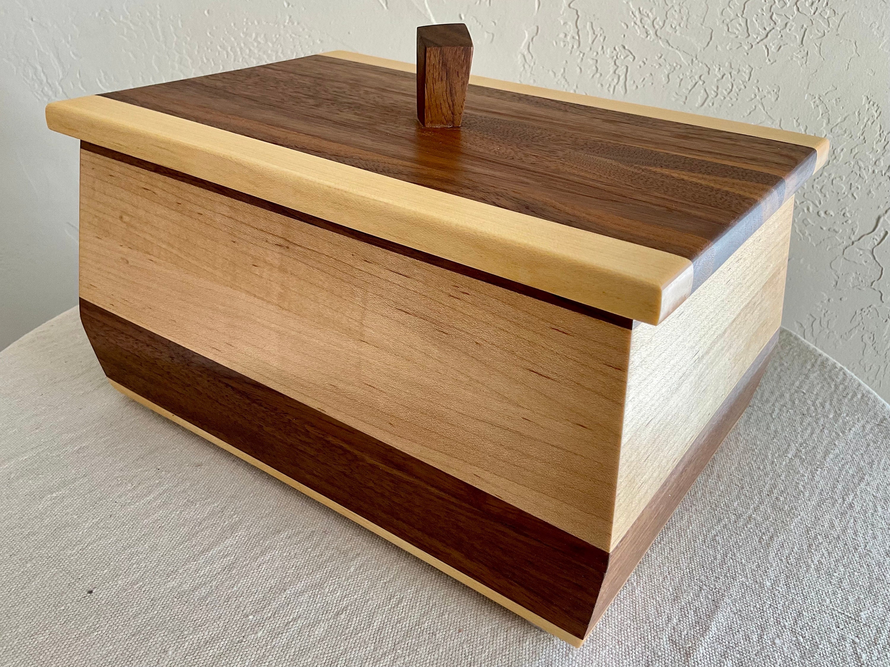 Unique American Hardwood Lift Top Box Jewelry Box and Keepsake Box ...