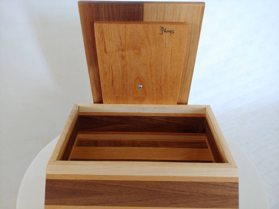 Unique Lift Top Keepsake Box, Jewelry Box. Made With Black Walnut, Hard ...
