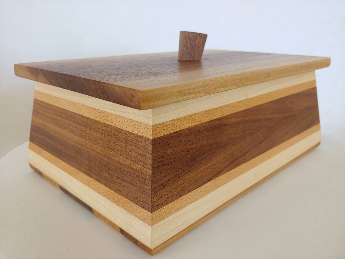 Unique Lift Top Keepsake Box, Jewelry Box. Made With Black Walnut, Hard ...