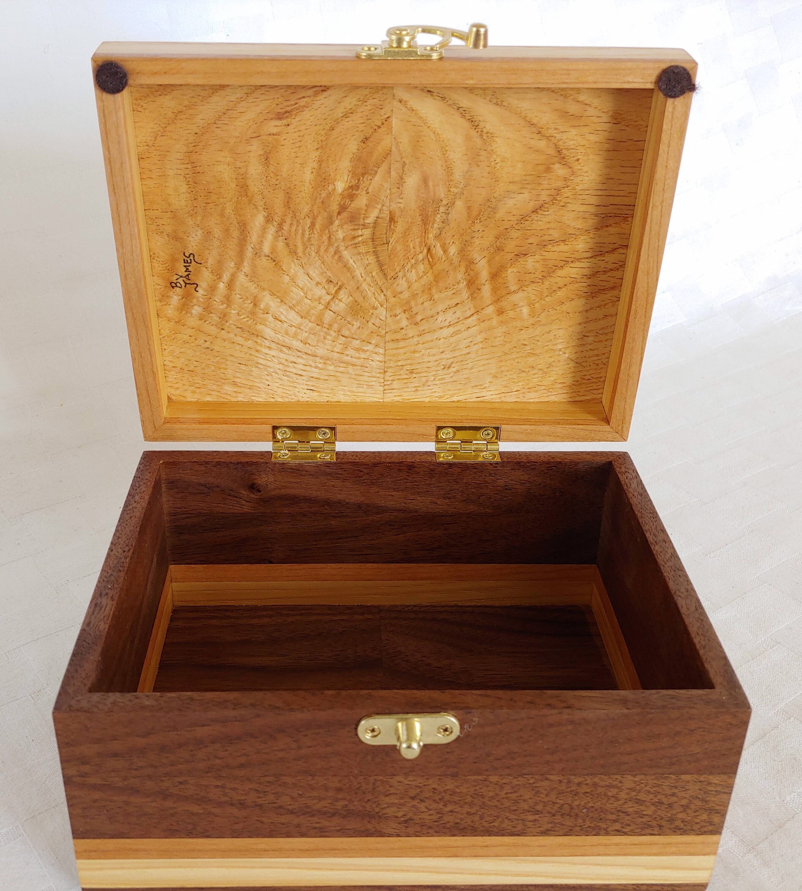 Small Hickory With Black Walnut and Cherry Keepsake Box, Jewelry Box - Etsy