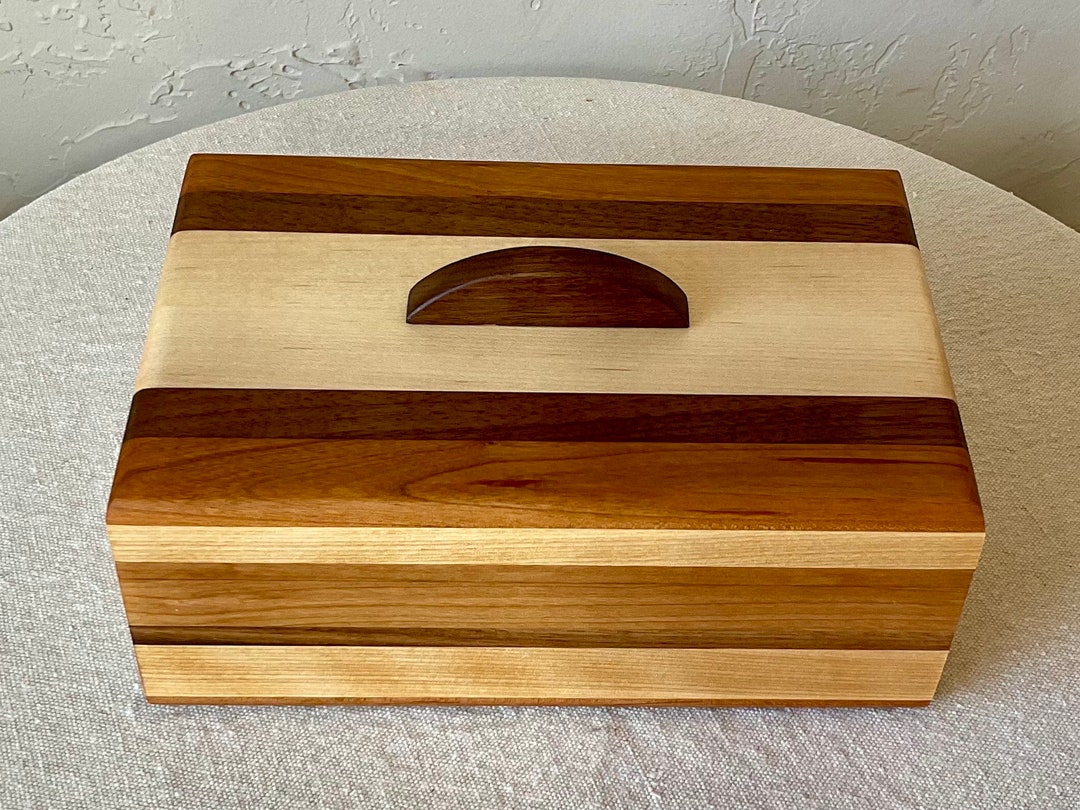Hand Crafted Cherry Wood With Black Walnut and Maple Jewelry Box ...