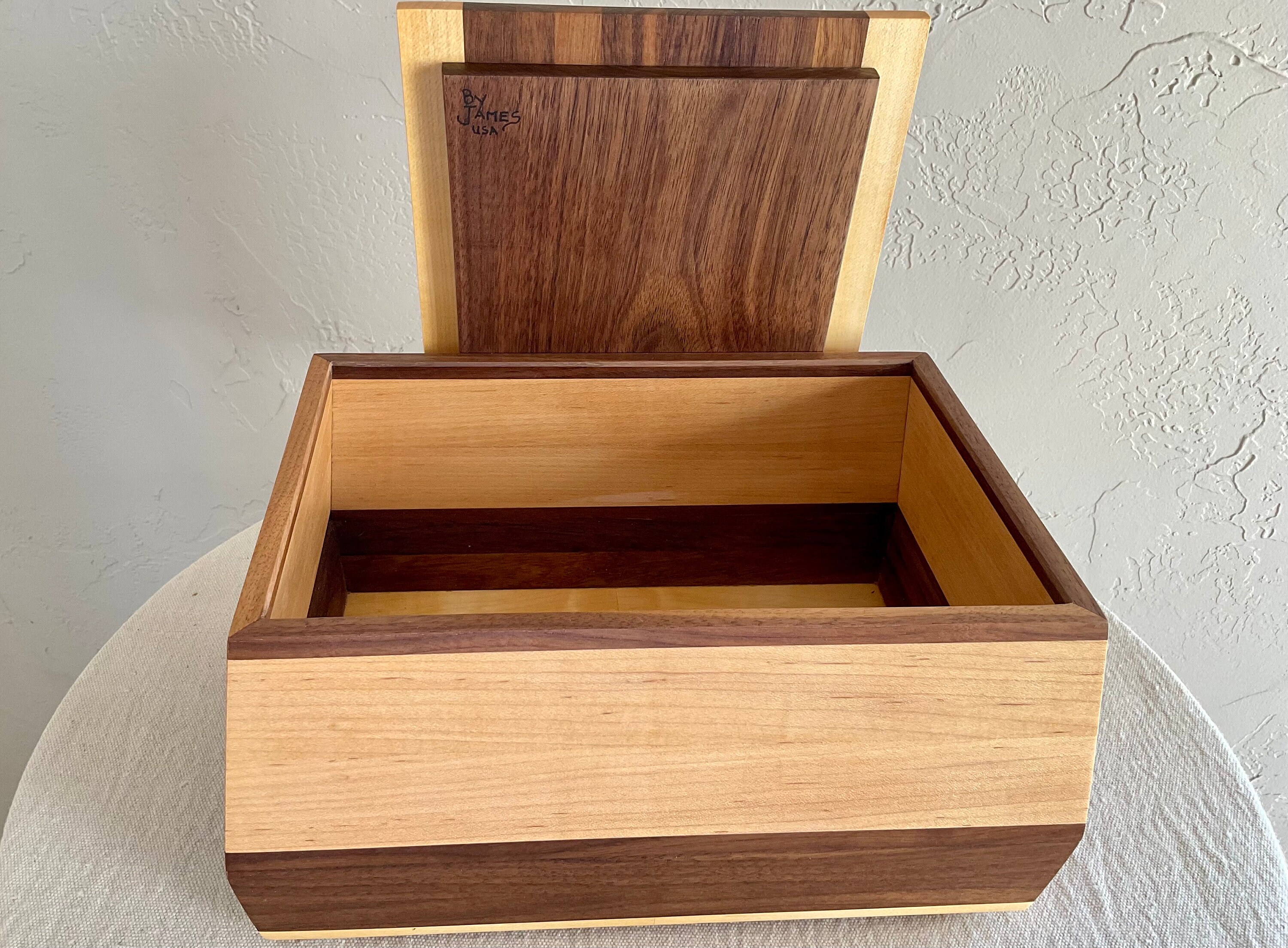 Unique American Hardwood Lift Top Box Jewelry Box and Keepsake - Etsy