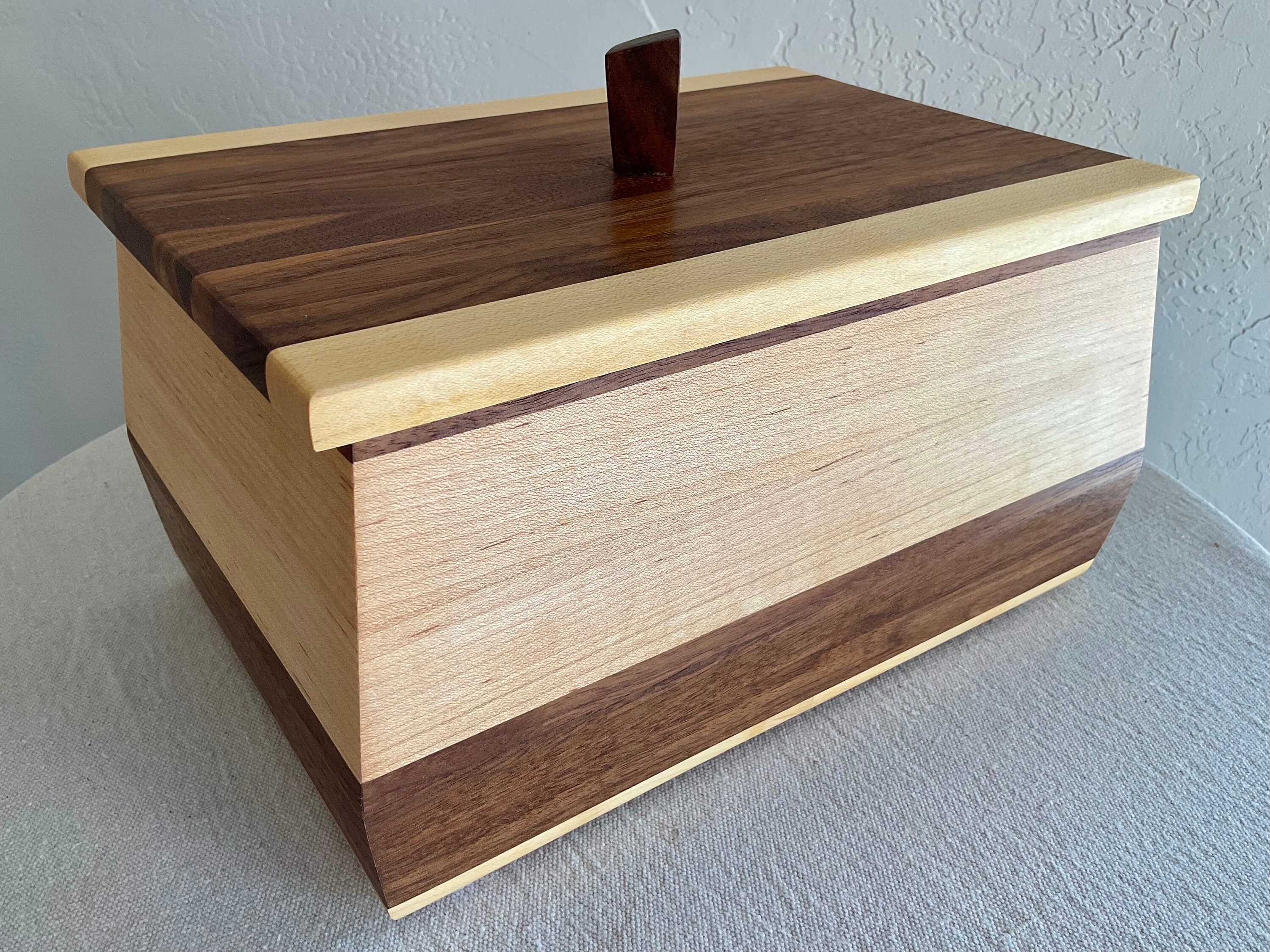 Unique American Hardwood Lift Top Box Jewelry Box and Keepsake Box ...