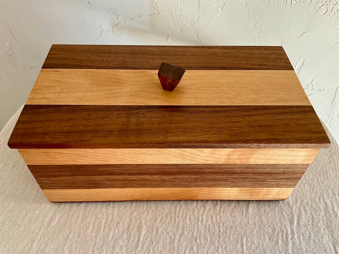 All American Hardwood Lift Top Box Jewelry Box and Keepsake Box, Made ...