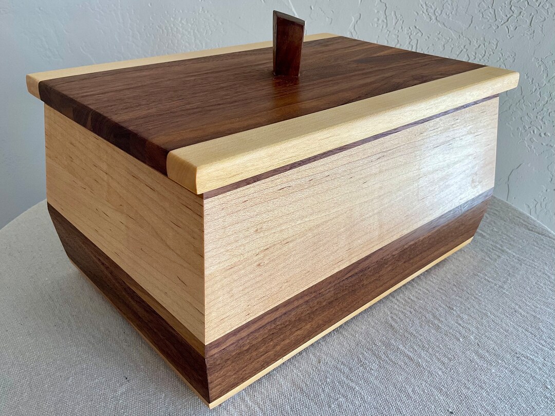 Unique American Hardwood Lift Top Box Jewelry Box and Keepsake Box ...