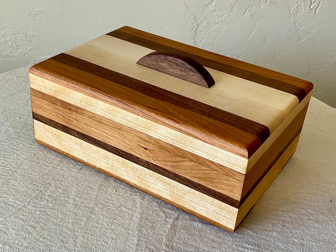 Hand Crafted Cherry Wood With Black Walnut and Maple Jewelry Box ...