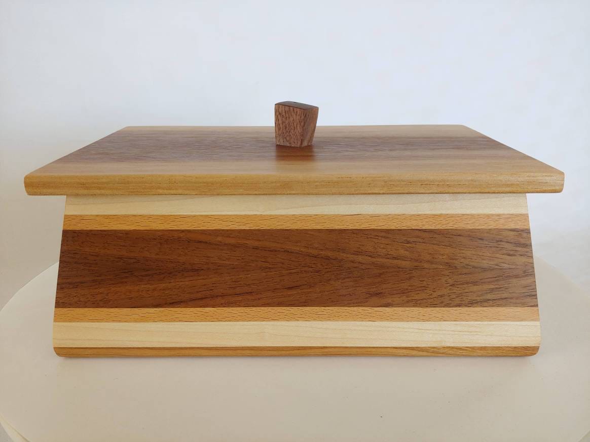 Unique Lift Top Keepsake Box, Jewelry Box. Made With Black Walnut, Hard ...