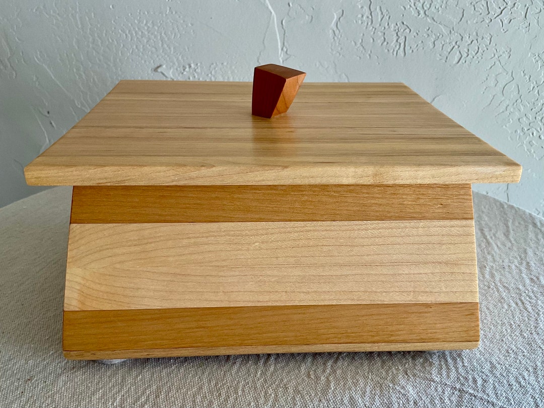 Hand Crafted Cherry Wood With Hard Maple, Jewelry Box, Keepsake Box ...
