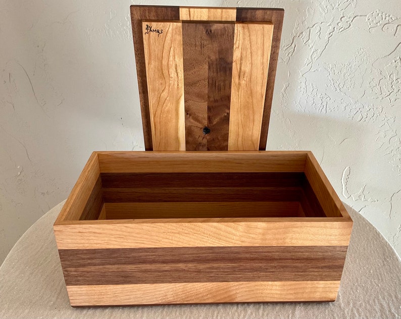 All American Hardwood Lift Top Box Jewelry Box and Keepsake Box, Made ...
