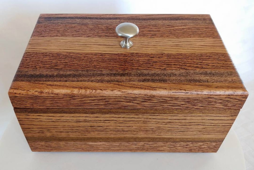 Large Red Oak With Hickory and Cherry Wooden Box, Keep Sake Box, Mans ...