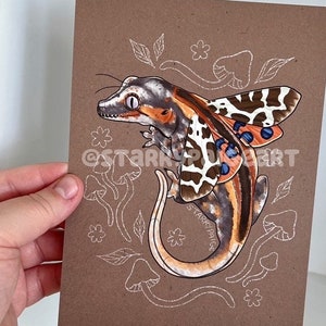 Gargoyle Gecko With Tiger Moth Wings PRINT Fey Reptile Artwork - Etsy