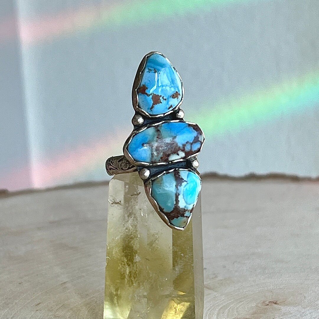 Golden Hill Turquoise Statement Ring Sterling Silver Lavender - Etsy