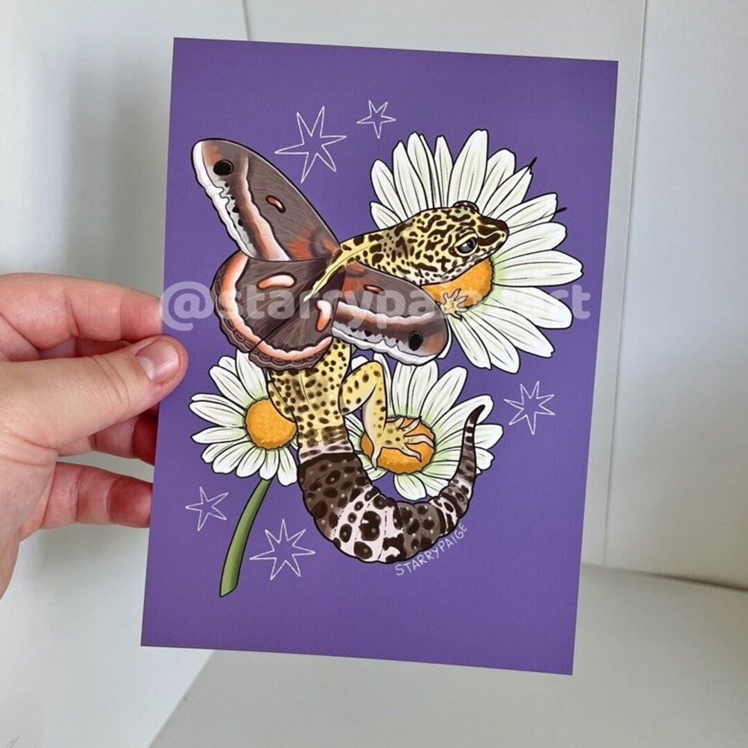 Leopard Gecko With Cecropia Moth Wings PRINT Fey Reptile Artwork - Etsy